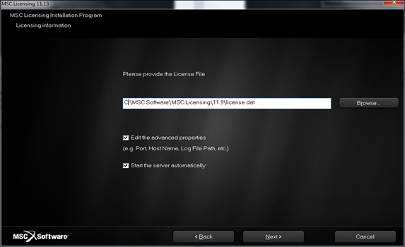 Installation steps of MSC Licensing 11.13 on Windows